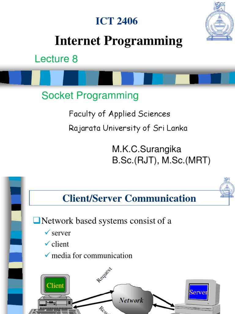 Lecture 8 Socket Programming Pdf Network Socket Transmission