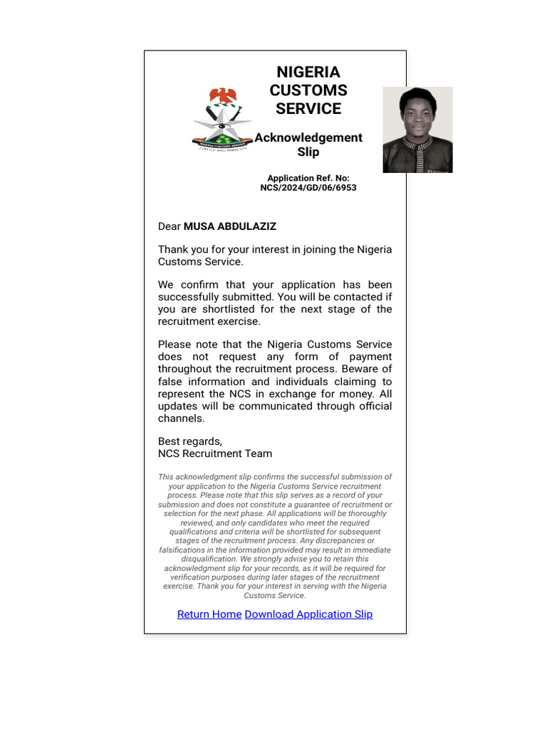 Acknowledgement Slip | PDF