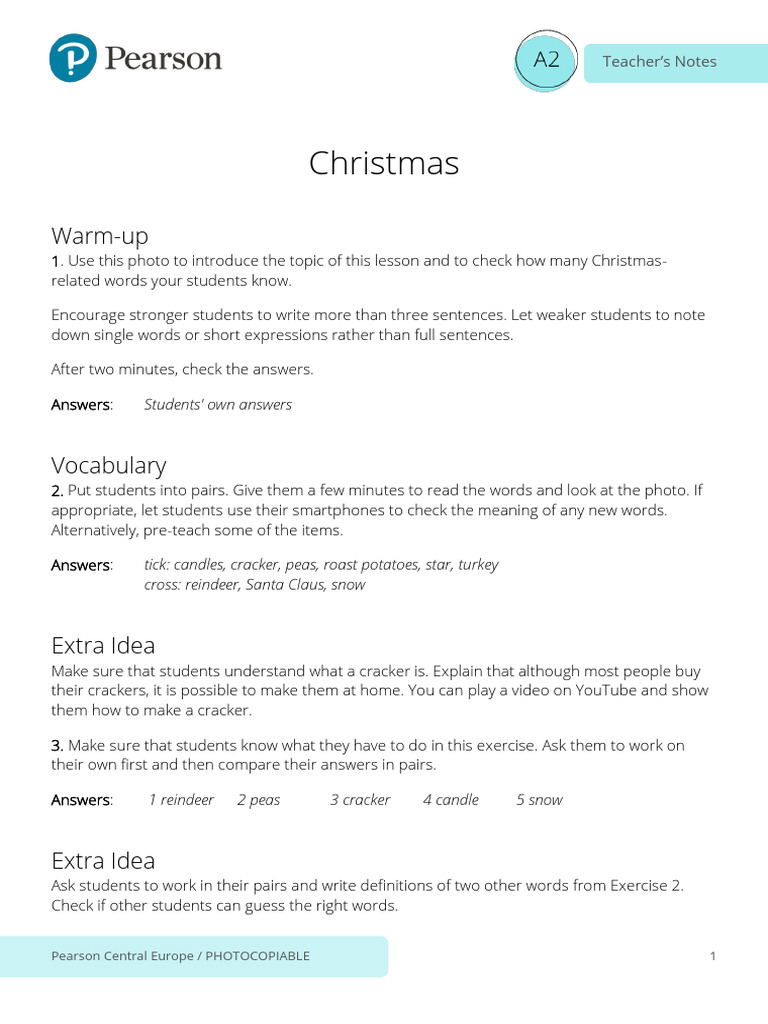 A2 Teenagers Christmas Lesson Plan Teacher S Notes | PDF