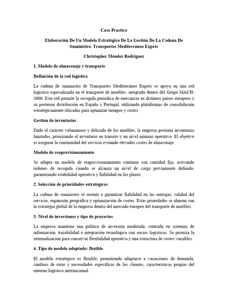 Caso Practico Elaboración de Un Modelo Estratégico Christopher MEndez ...