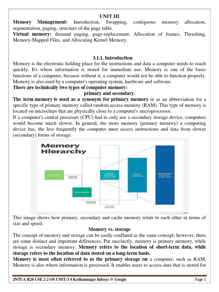 UNIT III OS | PDF | Random Access Memory | Computer Data Storage
