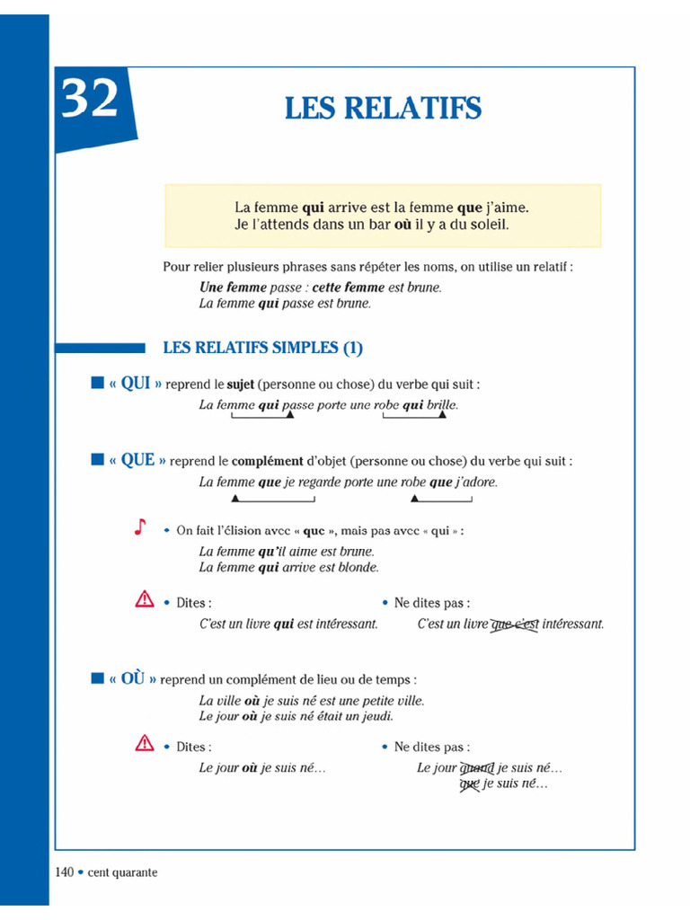 Le Pronoms Relatifs Simples | PDF