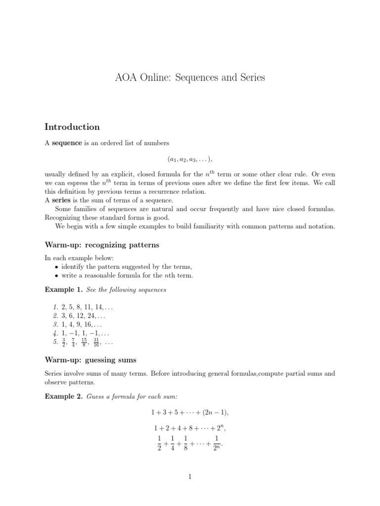 Algebra Sequences&Series | PDF | Summation | Sequence
