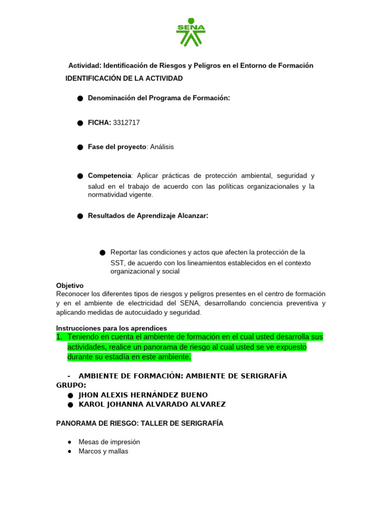 Actividad No2 Riesgos Peligros SENA KarolyJhon | PDF | Quemar | Solvente