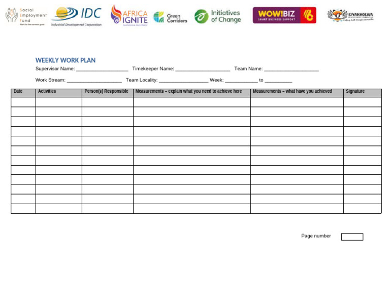 Weekly Work Plan Template | PDF