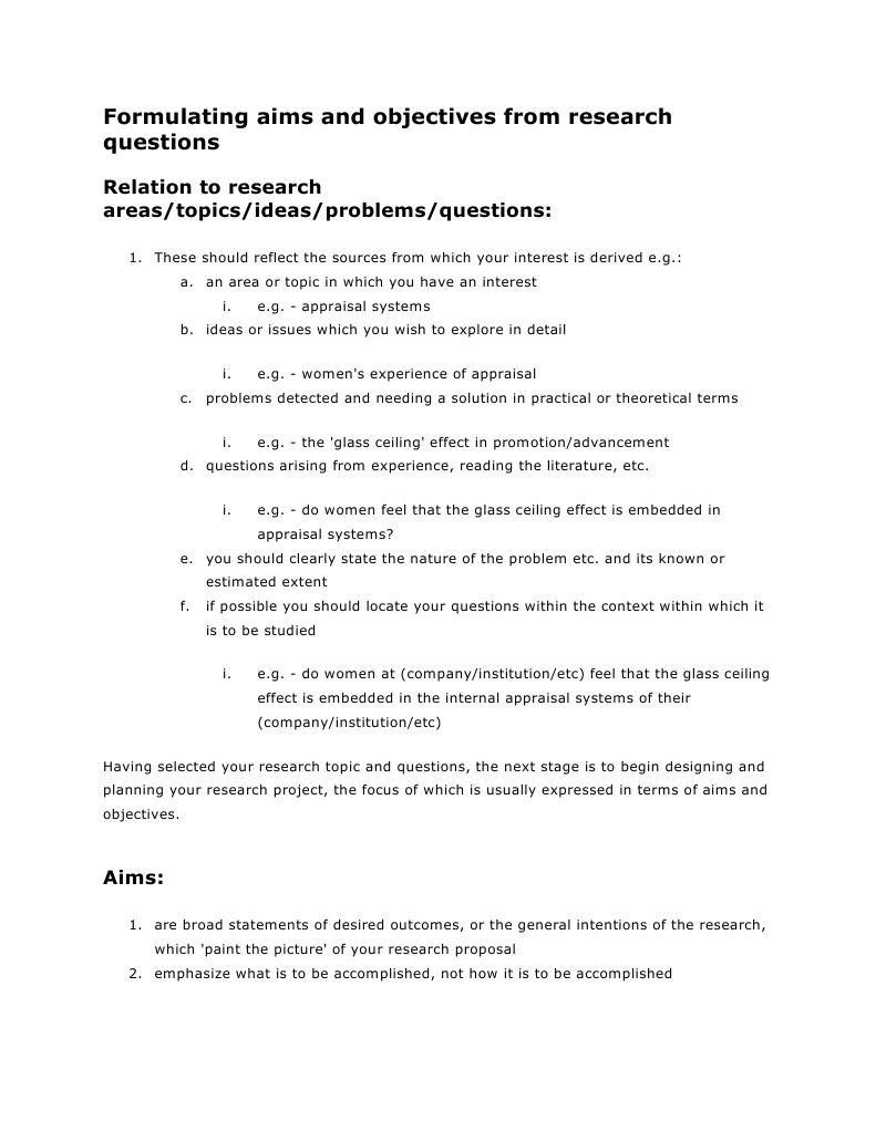 Formulating Aims and Objectives From Research Questions | Quantitative ...