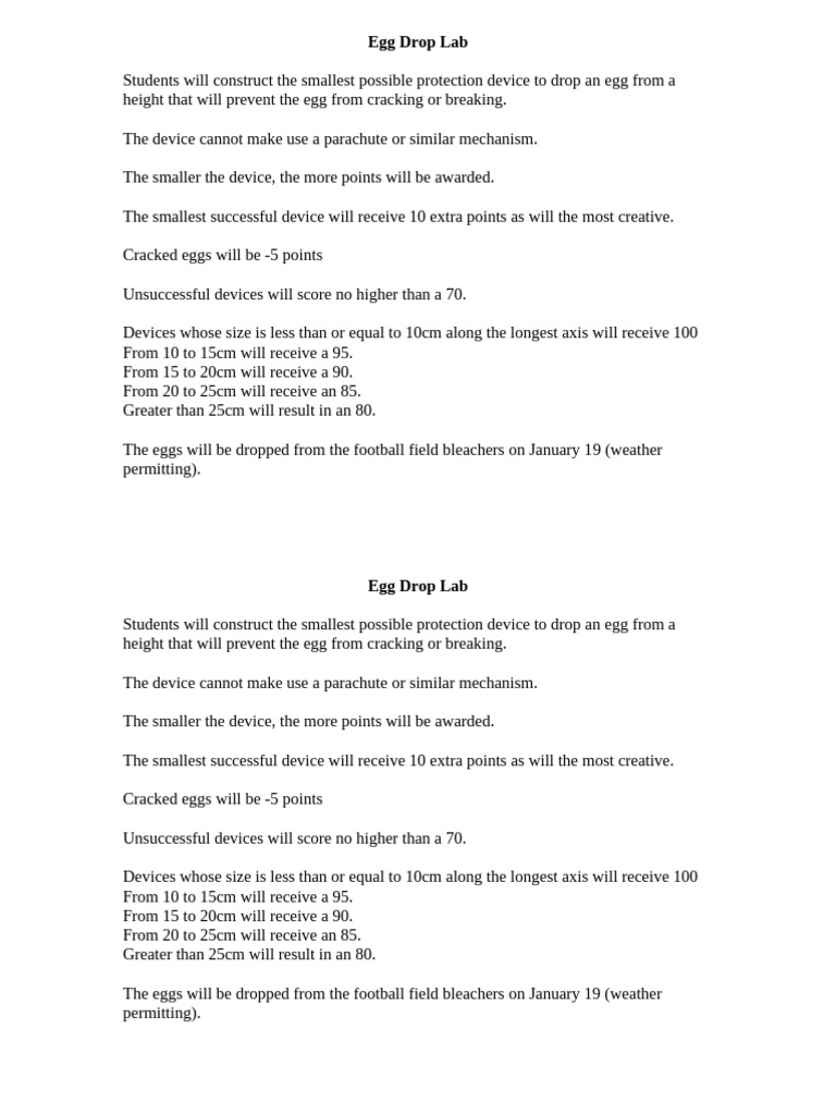 Egg Drop Lab | PDF