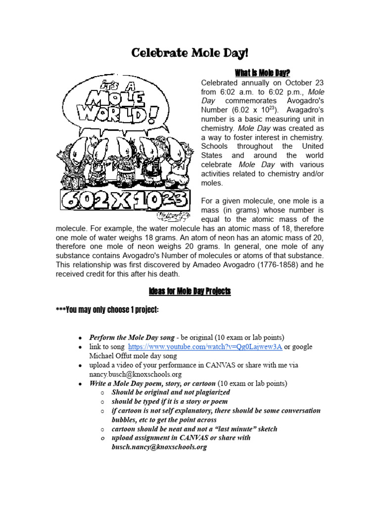 celebrate_mole_day (2) | PDF | Mole (Unit) | Physical Sciences
