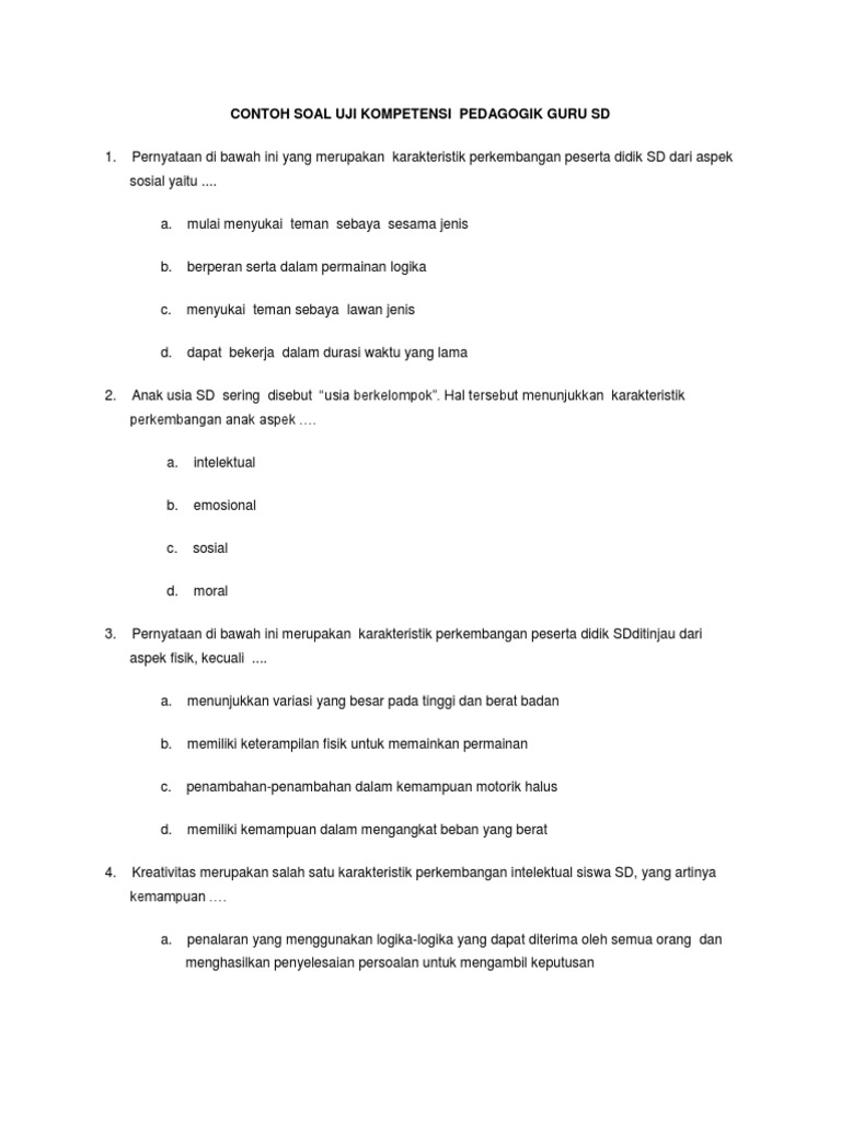 Contoh Soal Pedagogik | PDF