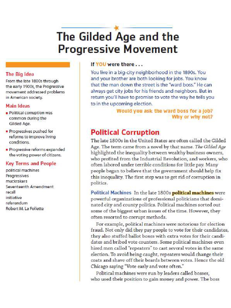 9th Grade The Gilded Age and The Progressive Movement 2025 | PDF