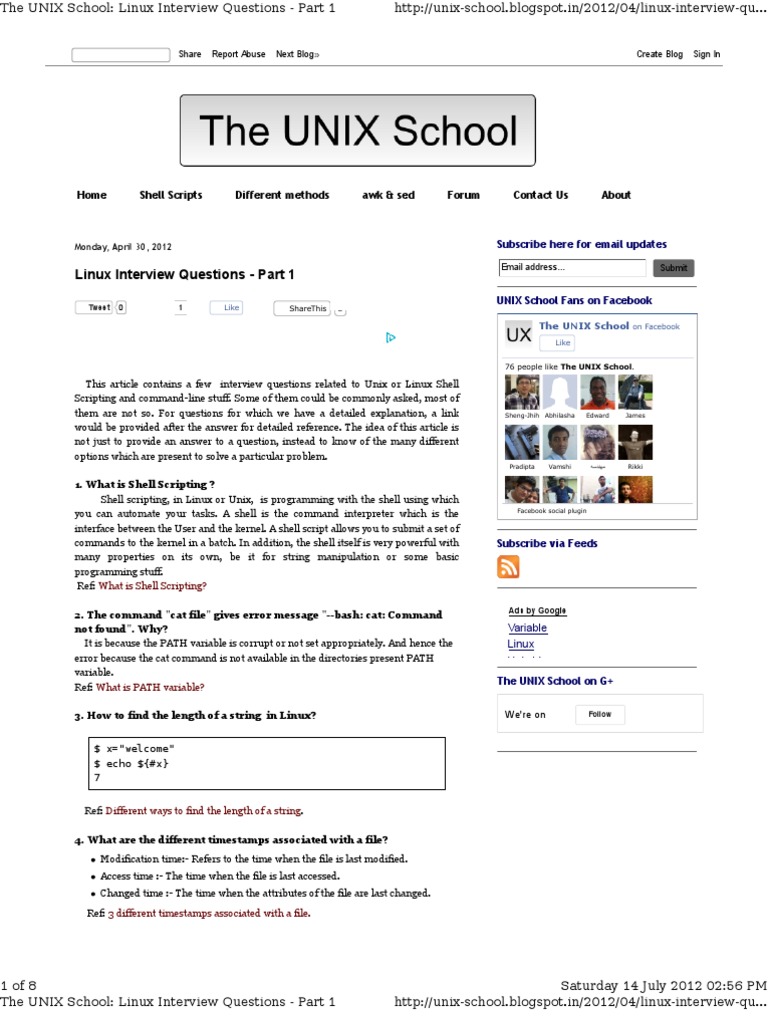 Linux Interview Questions - Part 1: Home Shell Scripts Different ...