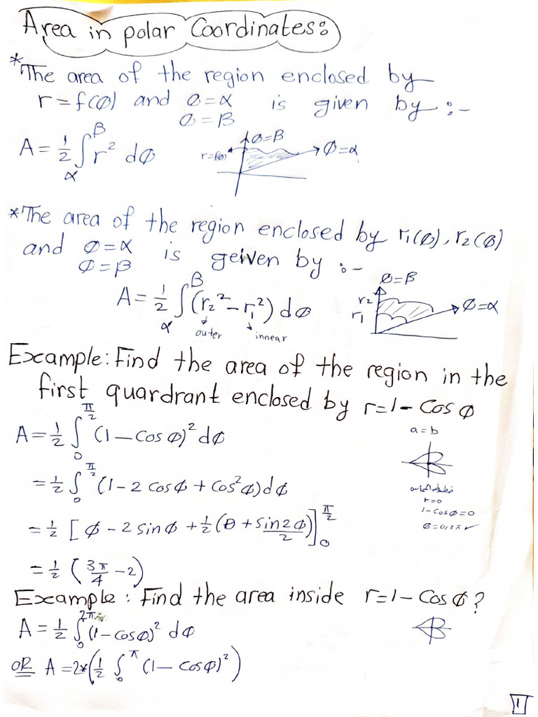 100.4 Area in Polar Coordinates Math 102 | PDF