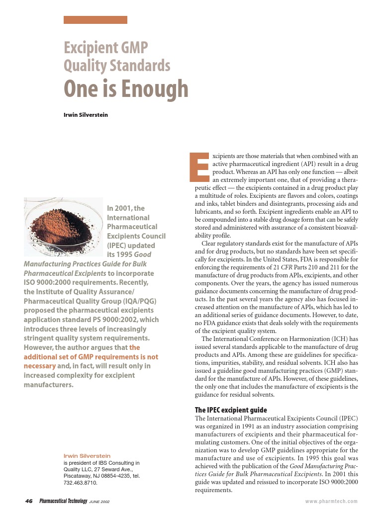 The IPEC Excipient Guide | PDF | Pharmaceutical Drug | Healthcare Industry