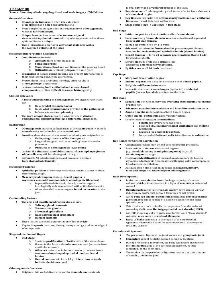 CHAPTER 88 Odontogenic Tumors -1 | PDF | Epithelium | Human Tooth