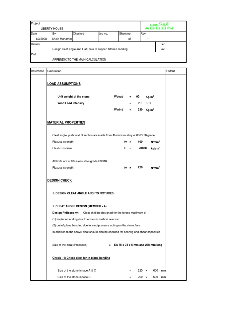Design Cleat and Vertical Plate | PDF | Bending | Structural Steel