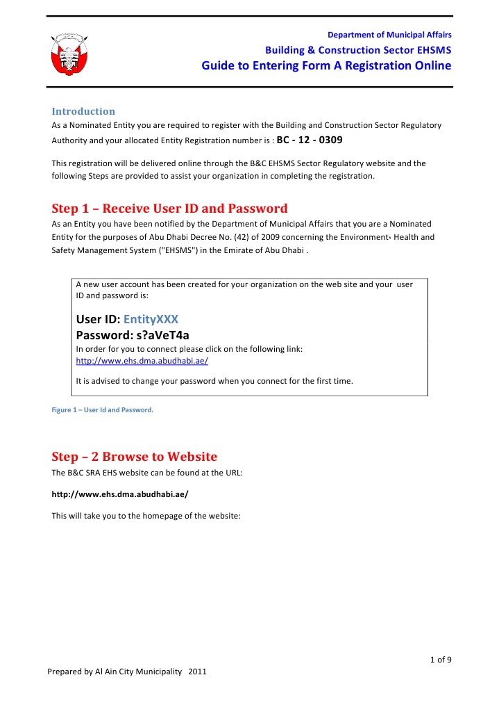 Step 1 - Receive User ID and Password: Guide To Entering Form A ...