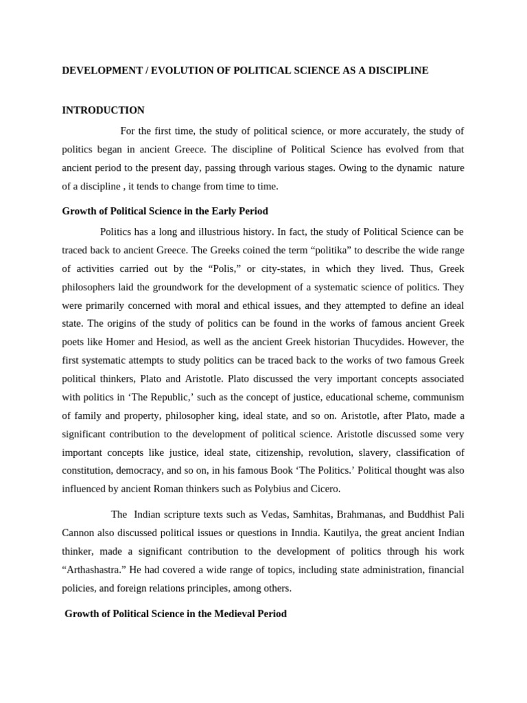 Evolution of Political Science As A Discipline | PDF | Sociology ...