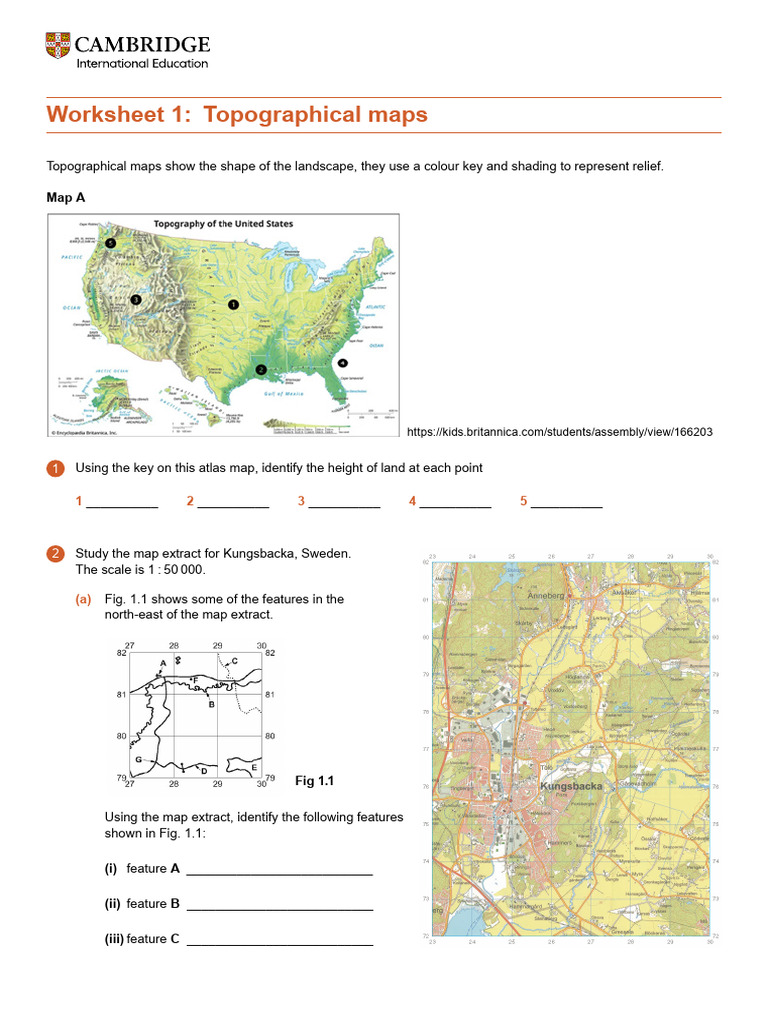 AO2 Worksheet 1 Topographical Maps | PDF | Map | Topography