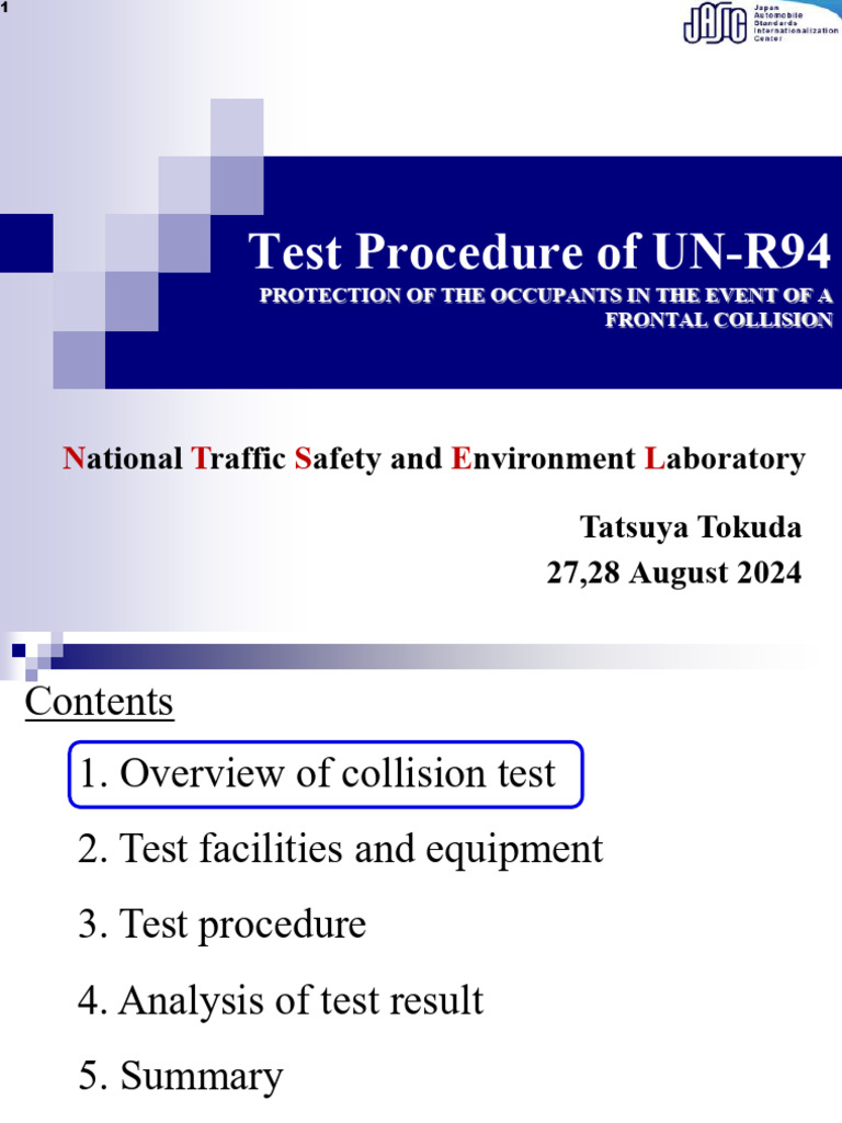Test Procedure of R94 E | PDF | Road Safety | Laboratories