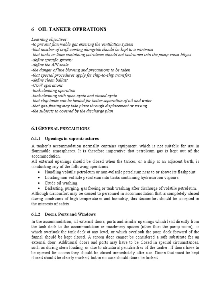 6 Oil Tanker Operations: 6.1.1 Openings in Superstructures | PDF ...
