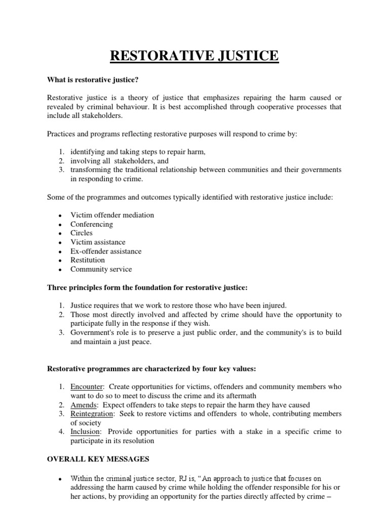 Restorative Justice | PDF | Restorative Justice | Victimology