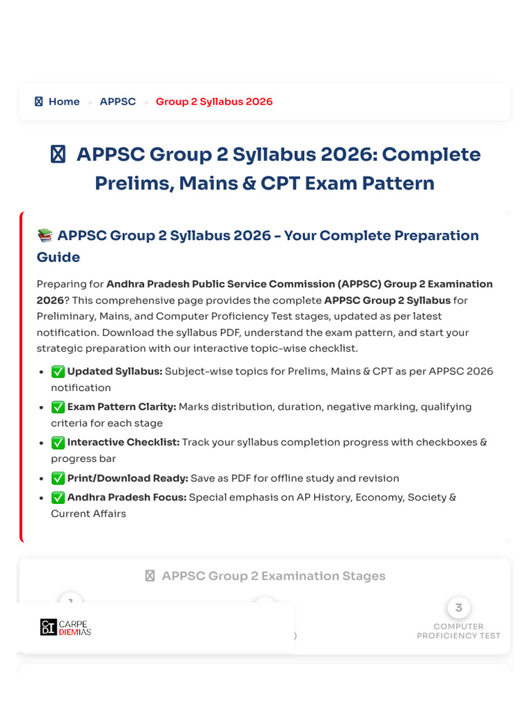 APPSC Group 2 Syllabus 2026 PDF - Complete Prelims, Mains & CPT Exam ...