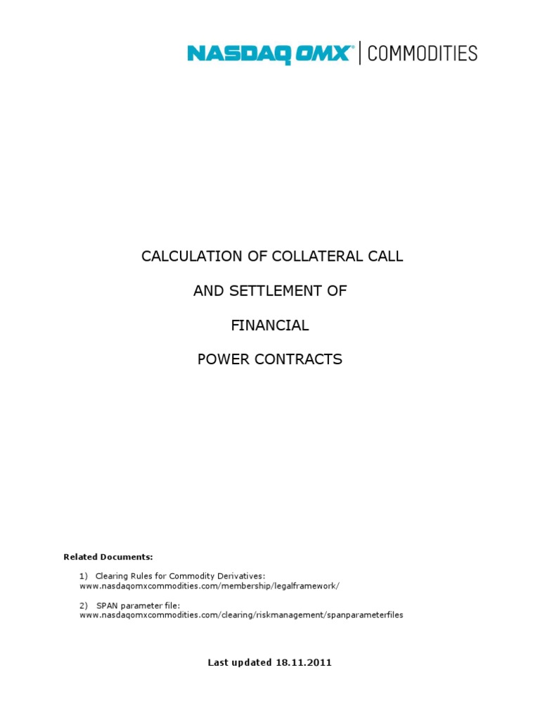 Calculation of Collateral Call and Settlement of Financial Power ...