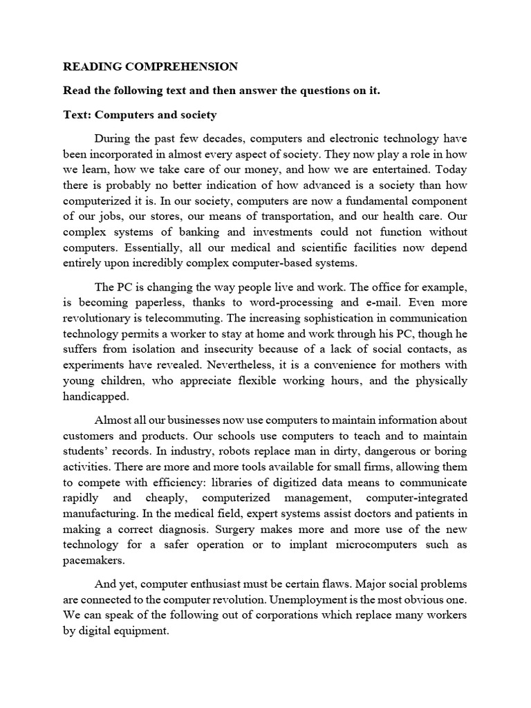 Reading Comprehension Ifri - 082325 | PDF | Communication | Personal ...