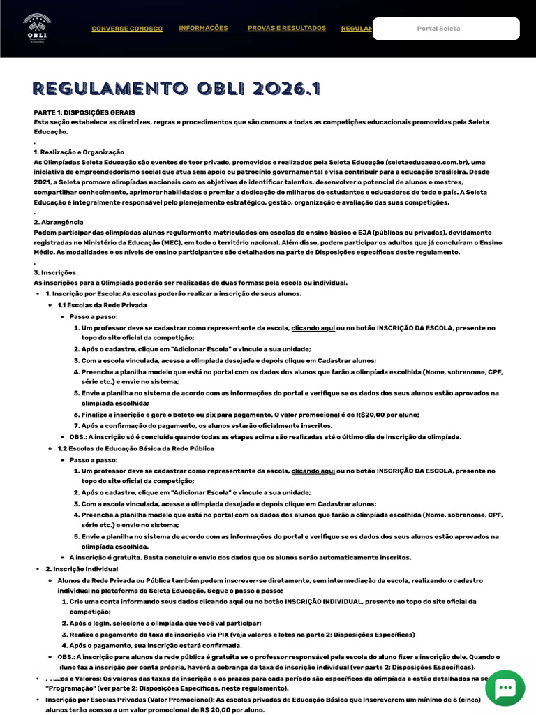 Regulamento Obli 2026 | PDF