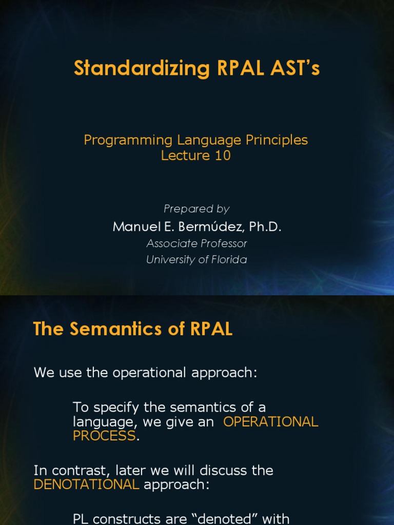 Standardizing RPAL AST's: Programming Language Principles | PDF | Computer Programming | Linguistics