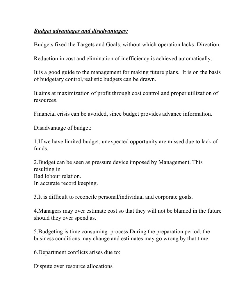 Budgeting: Pros and Cons Explained | PDF | Resource | Budget