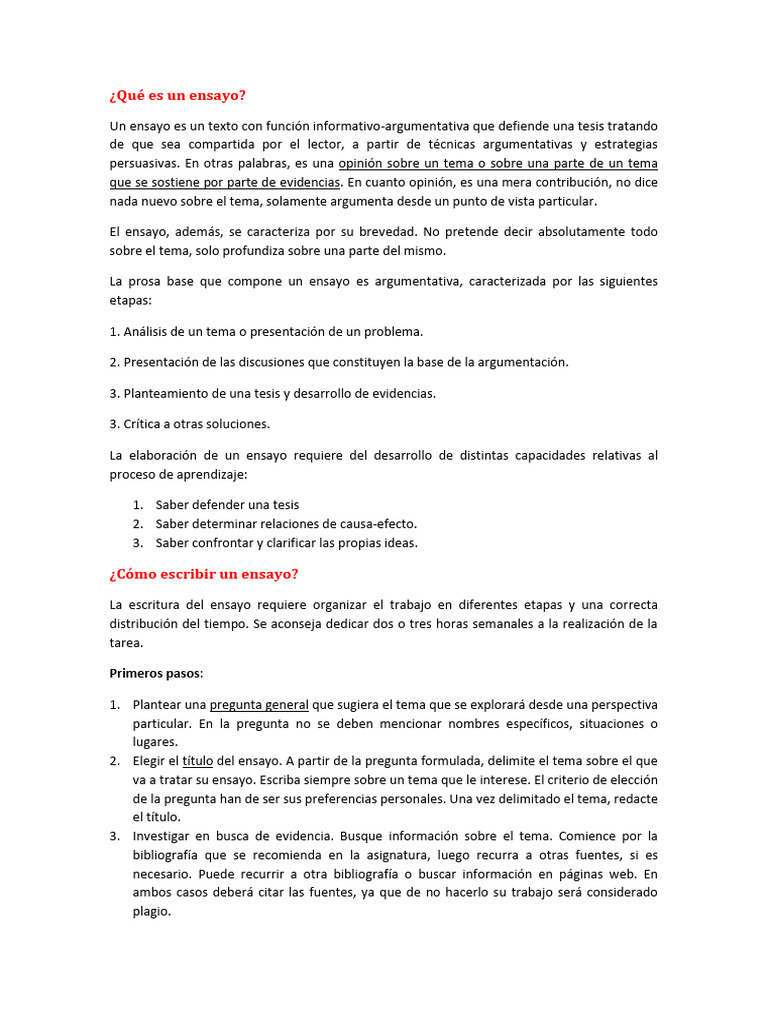 Qué Es Un Ensayo | PDF | Ensayos