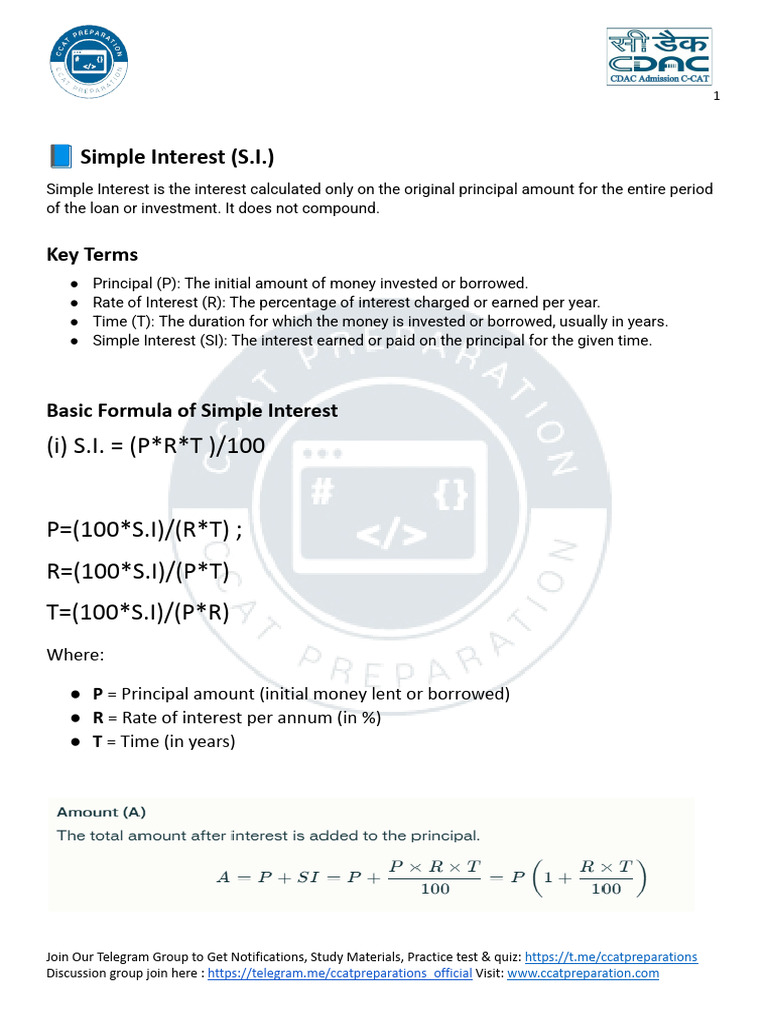 Simple Interest Notes | PDF | Interest | Personal Finance
