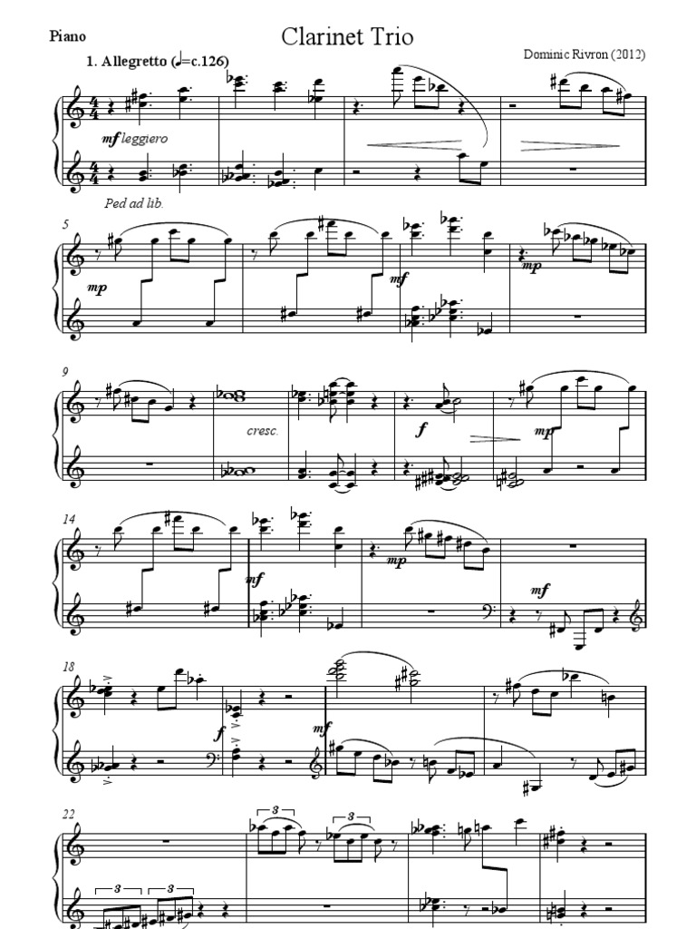 Clarinet Trio (2012) : Piano Part | PDF | Musical Forms | Classical Music