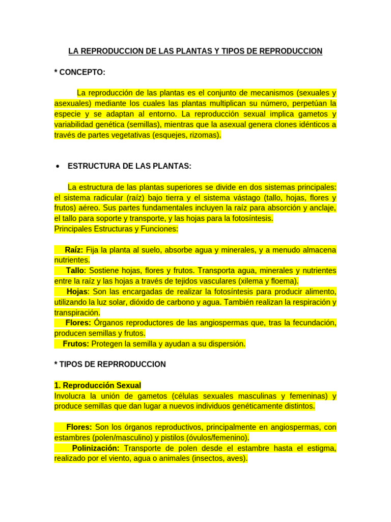 La Reproduccion de Las Plantas y Tipos de Reproduccion | PDF ...