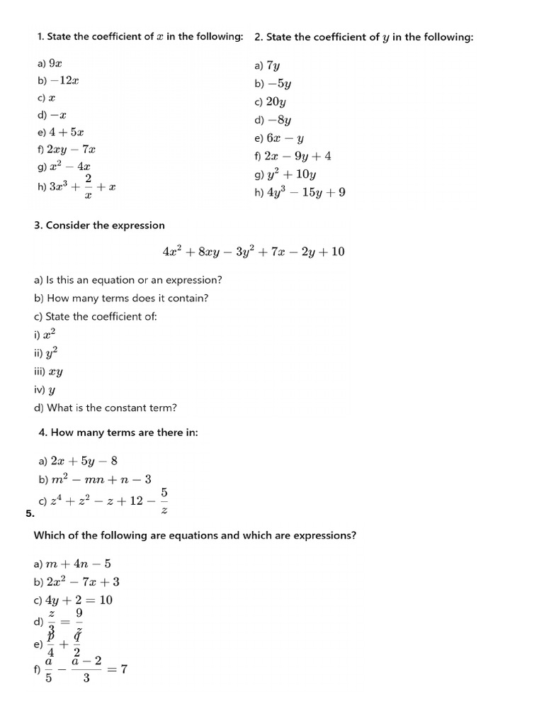 Algebraic Expression | PDF