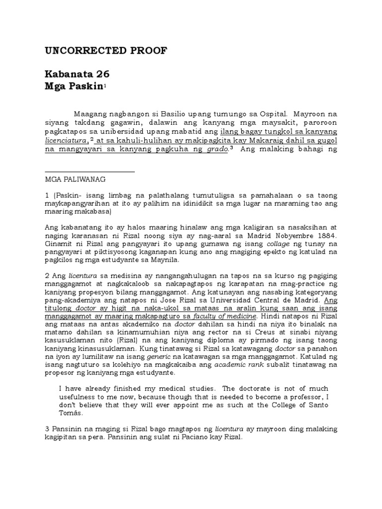 El Filibusterismo Deciphered: Kabanata 26 - Ang Paskin | PDF