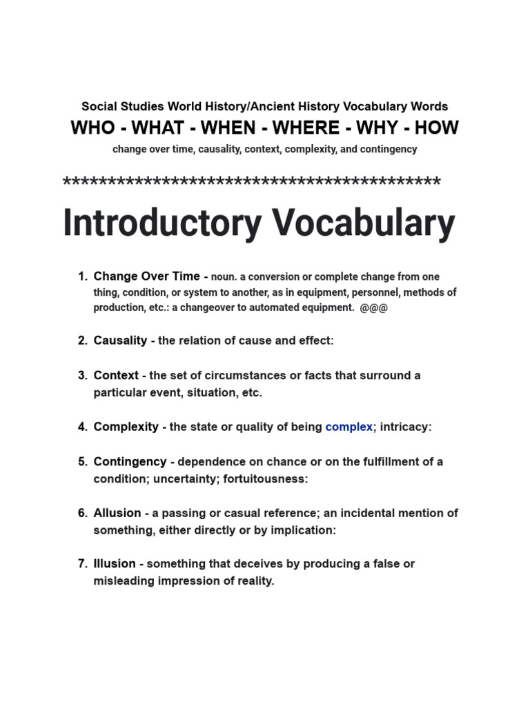 World History Vocabulary Words | PDF | Achaemenid Empire | Augustus