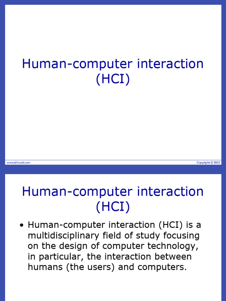 Human-Computer Interaction (HCI) 1 | PDF | Human–Computer Interaction ...