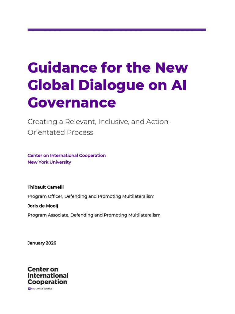 Guidance For The New Global Dialogue On AI Governance 2026 | PDF ...