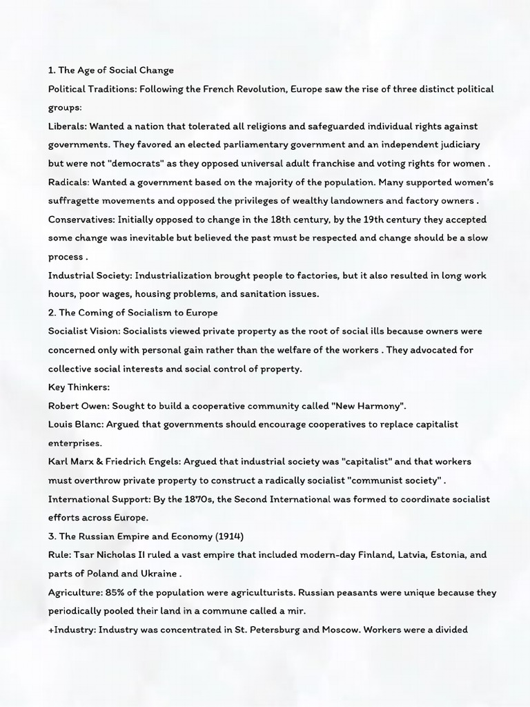 Class 9 History Socialism Notes | PDF