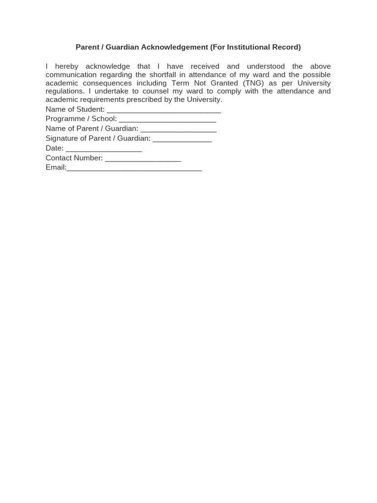 Parent / Guardian Acknowledgement (For Institutional Record) | PDF
