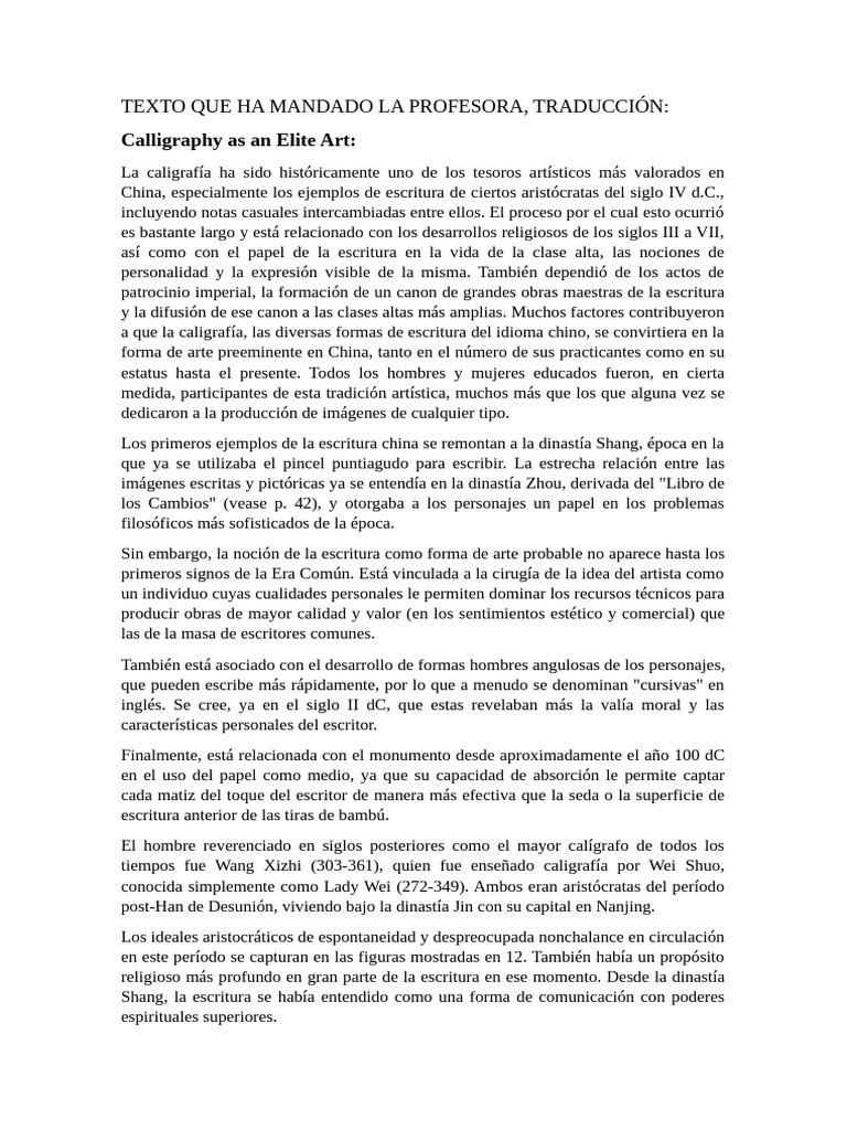Texto Que Ha Mandado La Profesora | PDF | dinastía Tang | Caligrafía