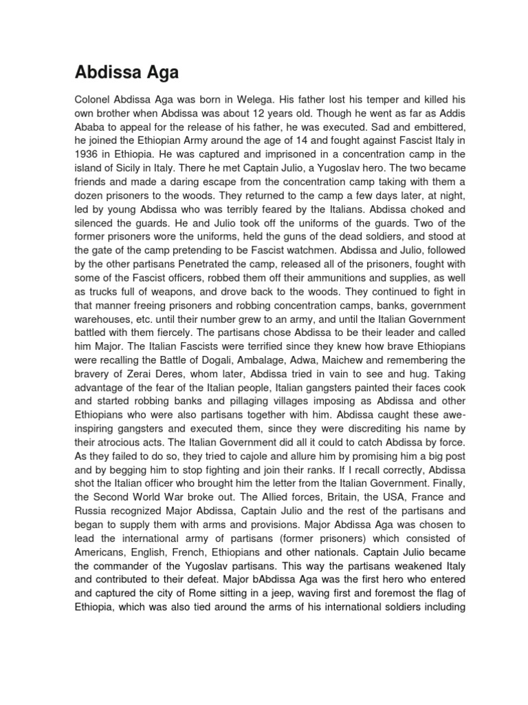 Abdissa Aga | PDF | Kingdom Of Italy | Ethiopia