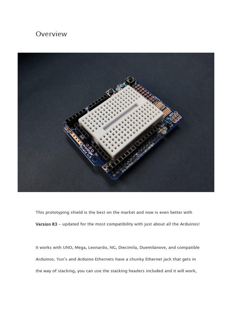ELEGOO Uno Kit Proto Shield Prototype Expansion Board | PDF | Arduino ...