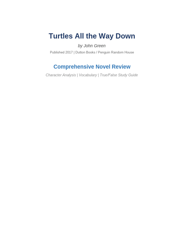 Turtles All The Way Down Review | PDF