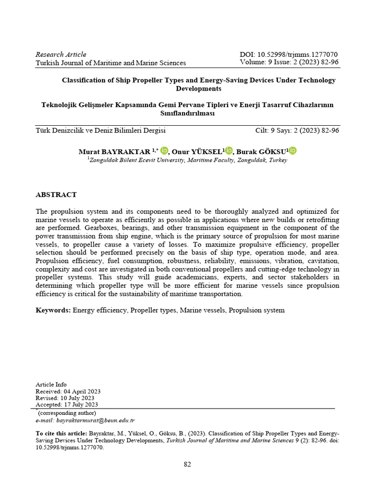 Classification of Ship Propeller Types and Energy Saving Devices Under ...