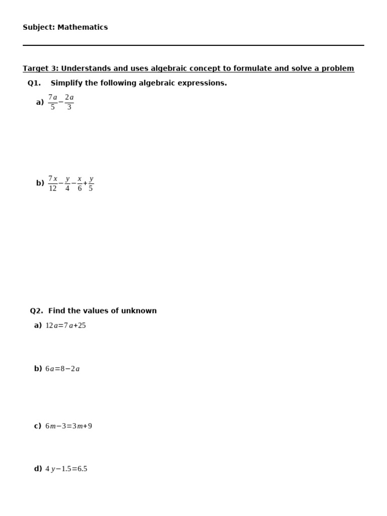Grade 6 Worksheet Extra Practice Algebra | PDF