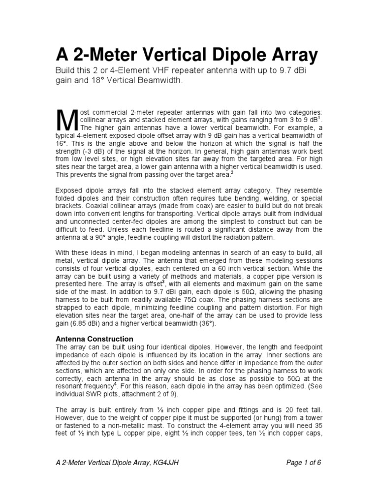 2-Meter Vertical Dipole Array | PDF