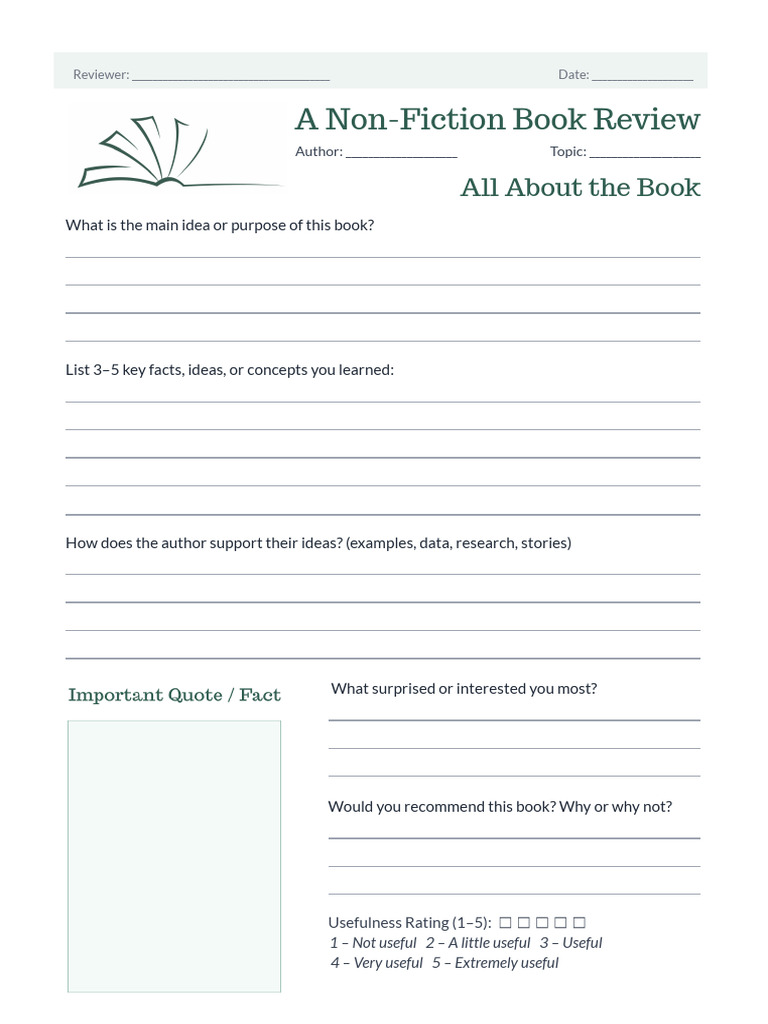 Копия - a4 Non-fiction Book Report Template | PDF